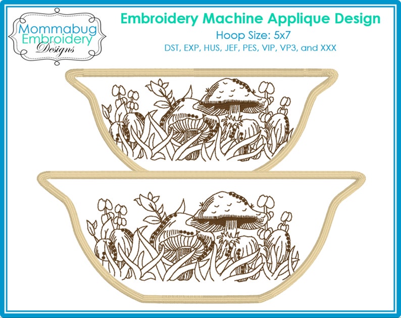 Pyrex Forest Fancies Applique Stacked Bowls DIGITAL Embroidery Machine ...