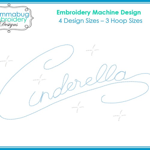 Princess Cinderella Autograph Digital Embroidery Machine - Etsy