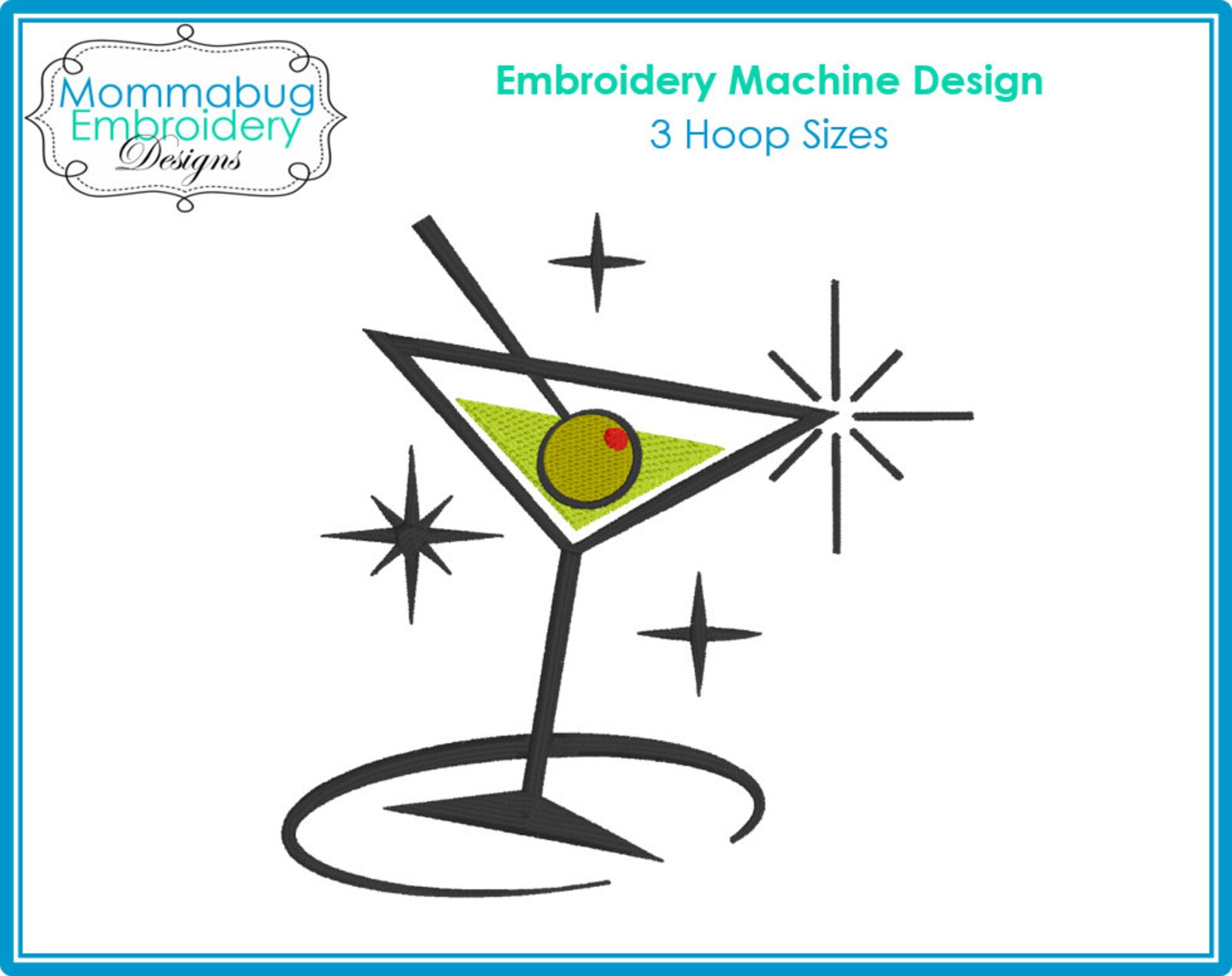 Retro Cocktails Digital Embroidery Machine Design File Set - Etsy