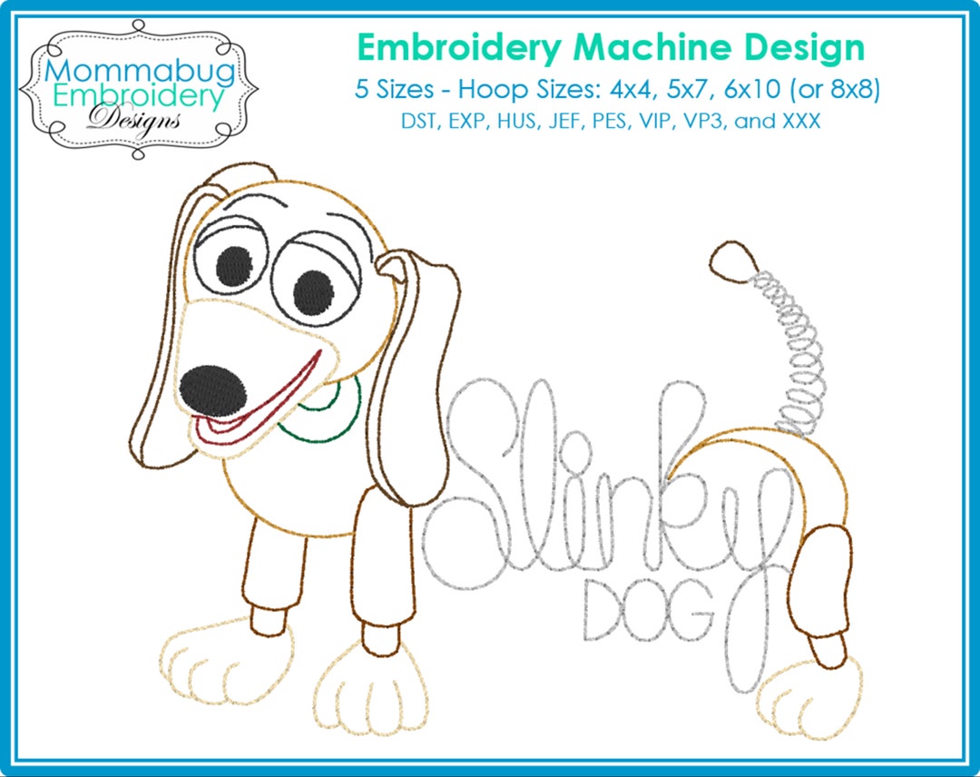 Slinky Toy Dog Signature Autograph DIGITAL Embroidery Machine Design ...