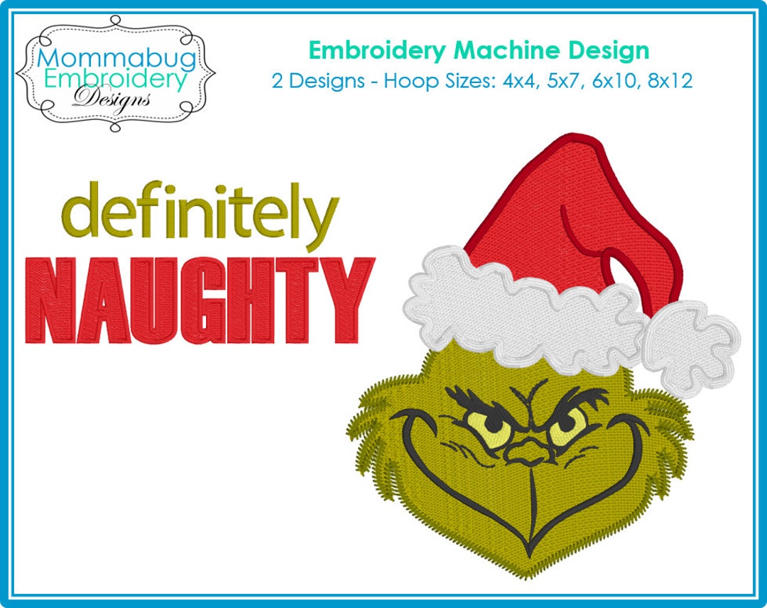 Vintage Stitch Mean Green Face in Santa Hat and Definitely Naughty Word ...