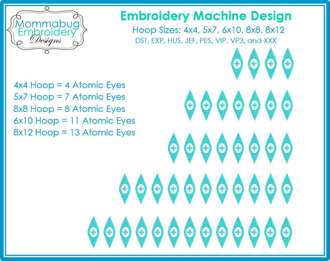 Pyrex Atomic Eyes Mid-century Modern DIGITAL Embroidery Machine Design ...