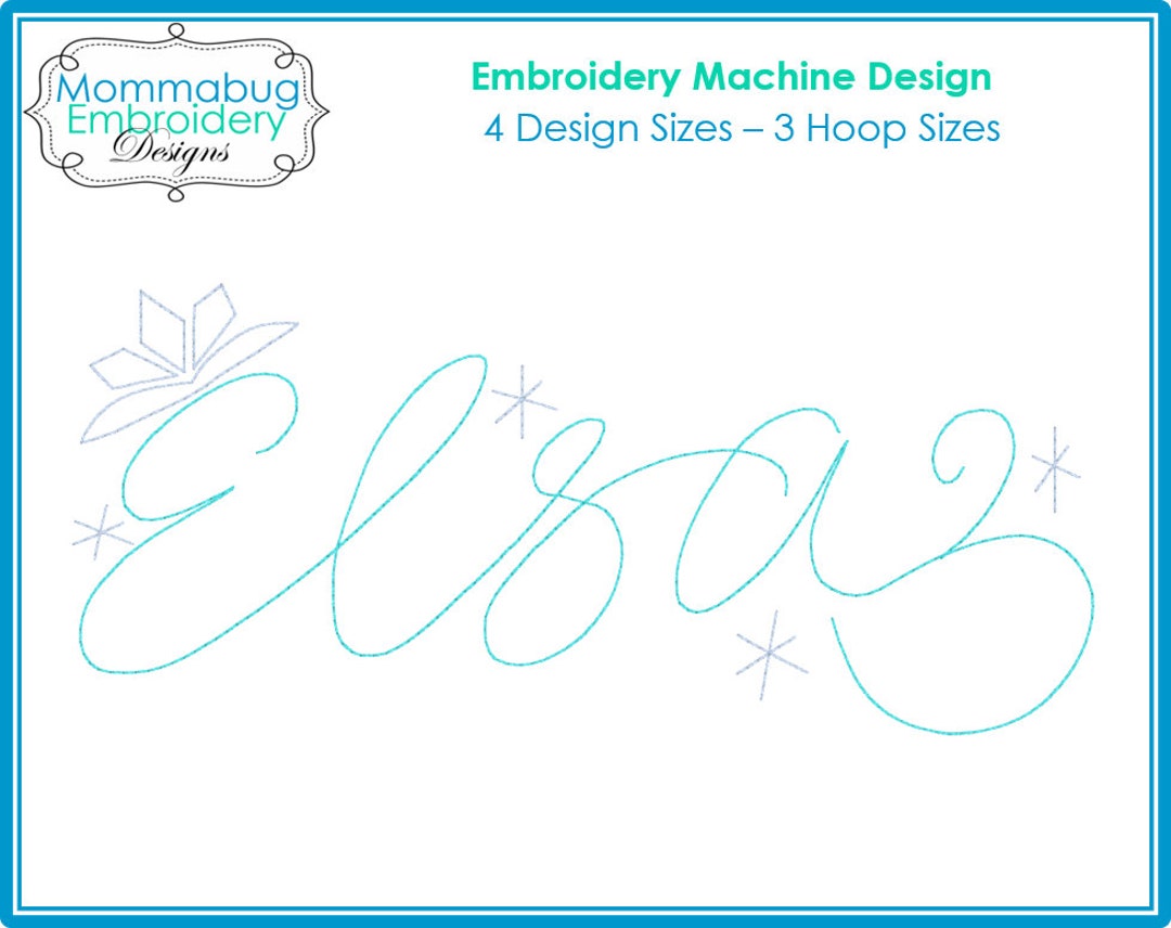 Frozen Queen Elsa Signature Autograph DIGITAL Embroidery Machine Design ...