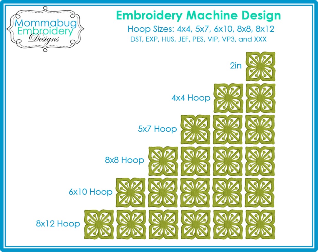 Pyrex Verde Square Flowers Autumn Floral DIGITAL Embroidery Machine ...