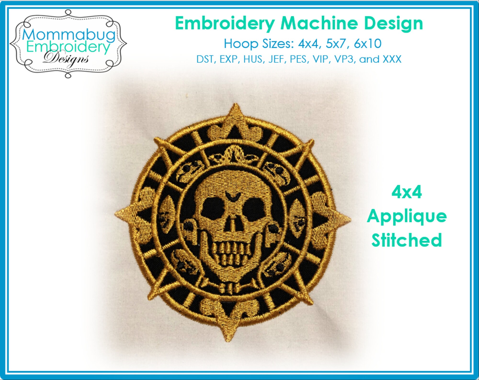 Pirate Gold Coin DIGITAL Embroidery Machine Design File - Etsy