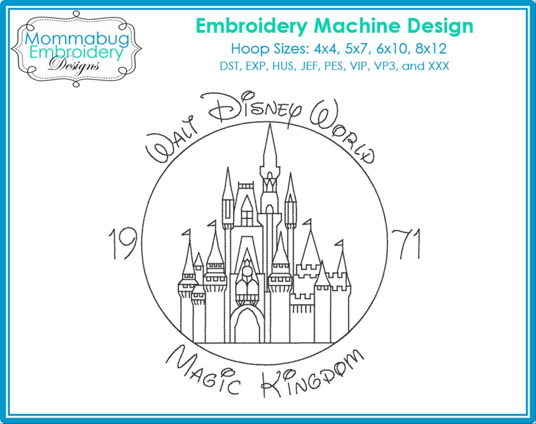 WDW MK Castle DIGITAL Embroidery Machine Design File - Etsy
