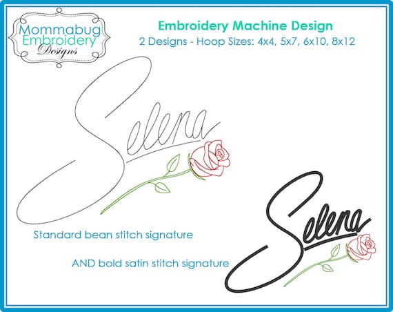 Selena Signature DIGITAL Embroidery Machine Design File | Etsy