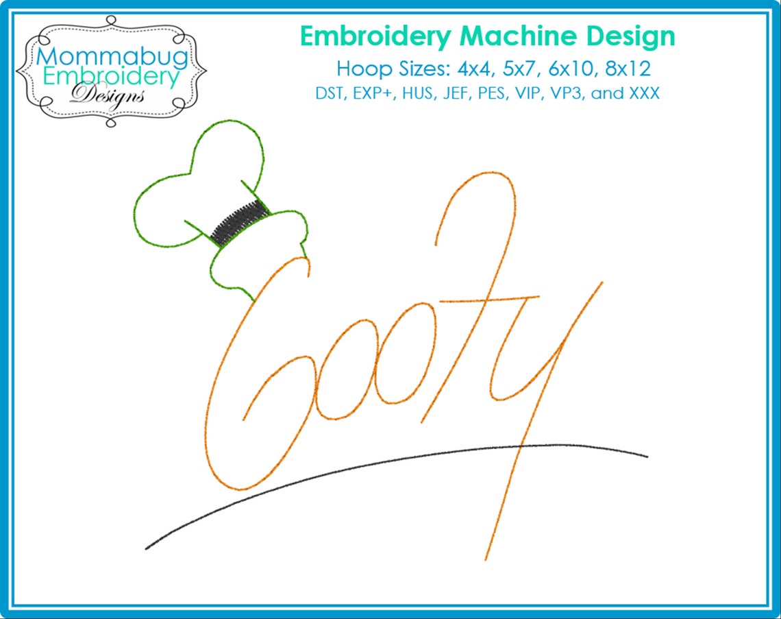 Goofy Face and Signature DIGITAL Embroidery Machine Design | Etsy