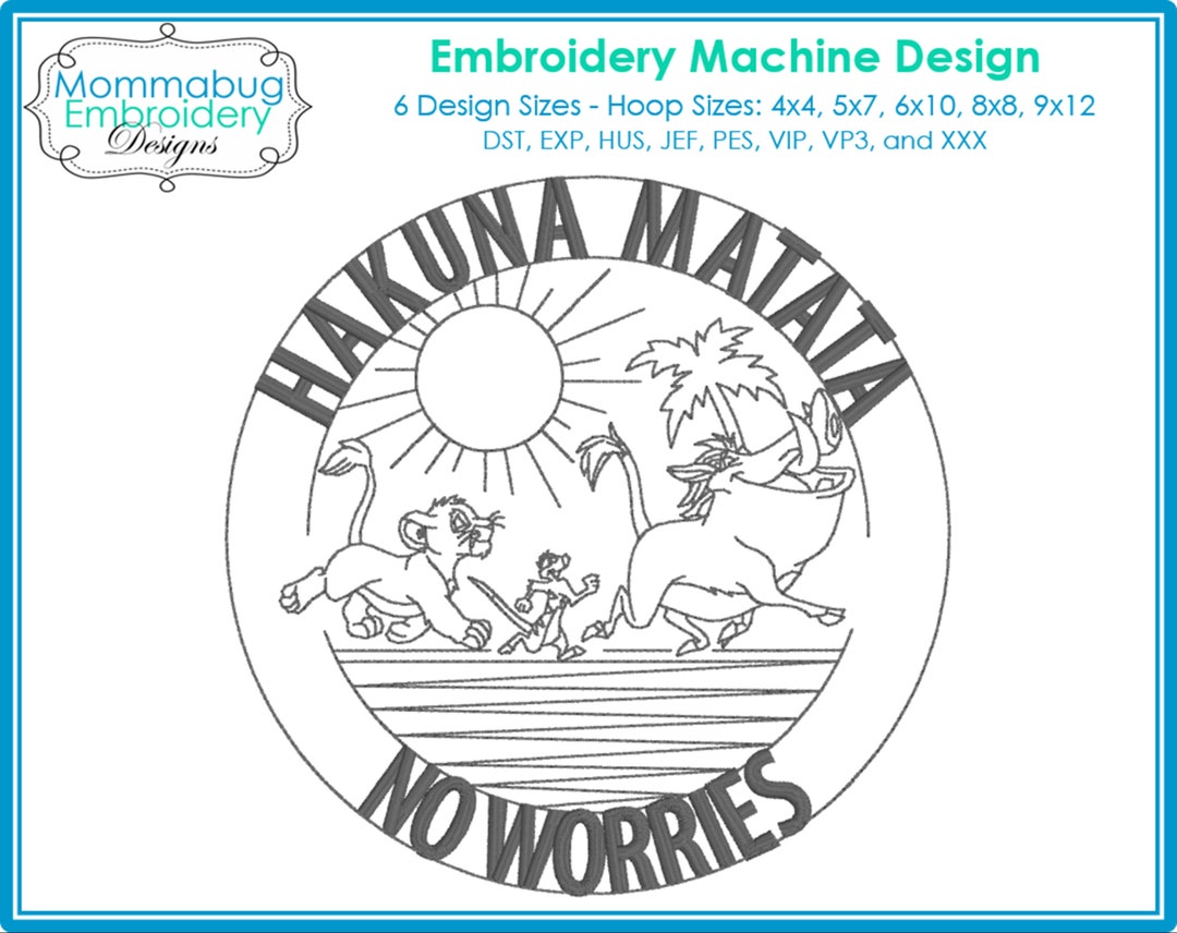 Hakuna Matata No Worries Jungle Animals Circle Line Art DIGITAL ...