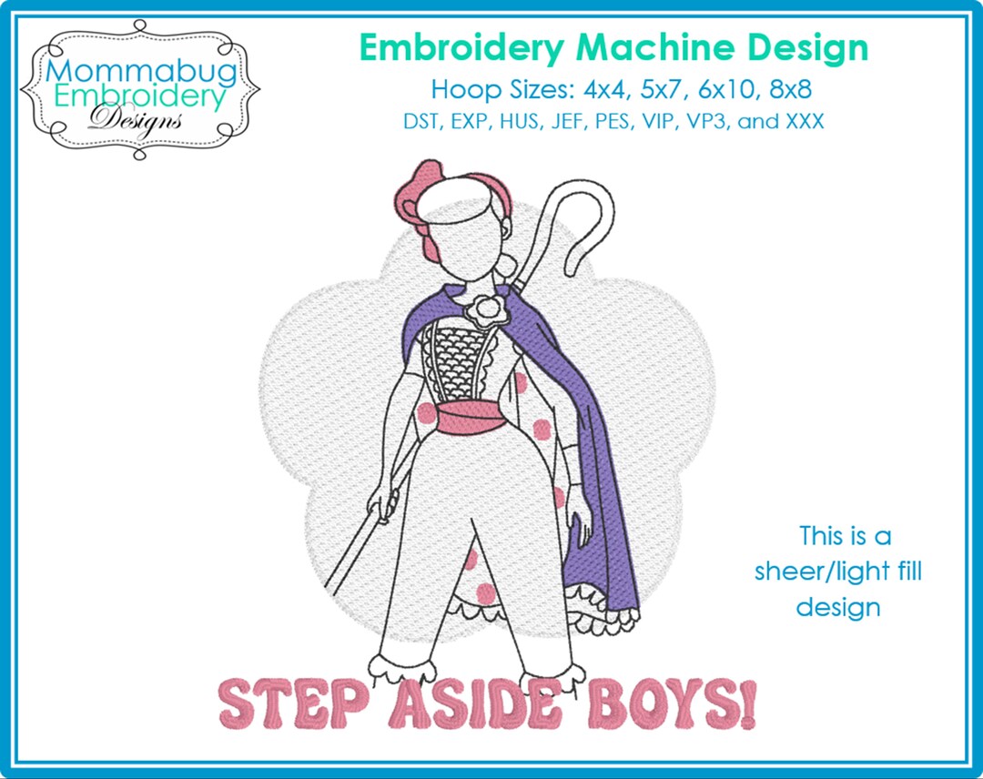 Bo Peep in Pants Step Aside Boys DIGITAL Embroidery Machine Design File ...
