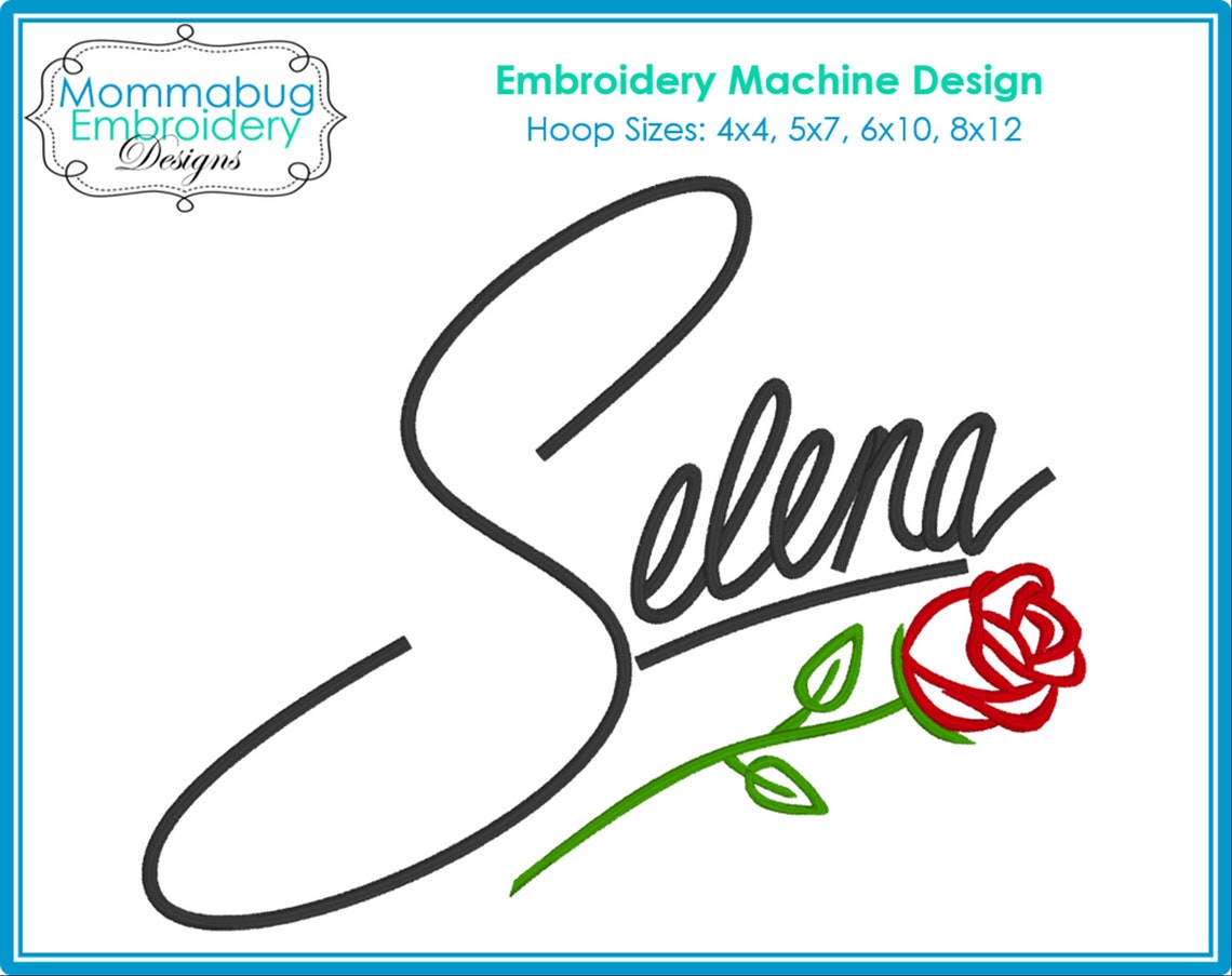 Selena Signature DIGITAL Embroidery Machine Design File - Etsy