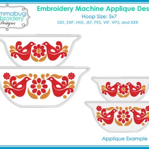 Friendship Pyrex Bowls Stacked Applique DIGITAL Embroidery Machine ...