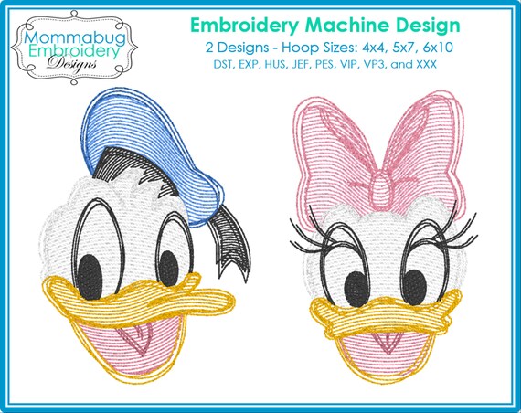 Donald and Daisy Scribble Sketch Faces TWO Designs DIGITAL - Etsy