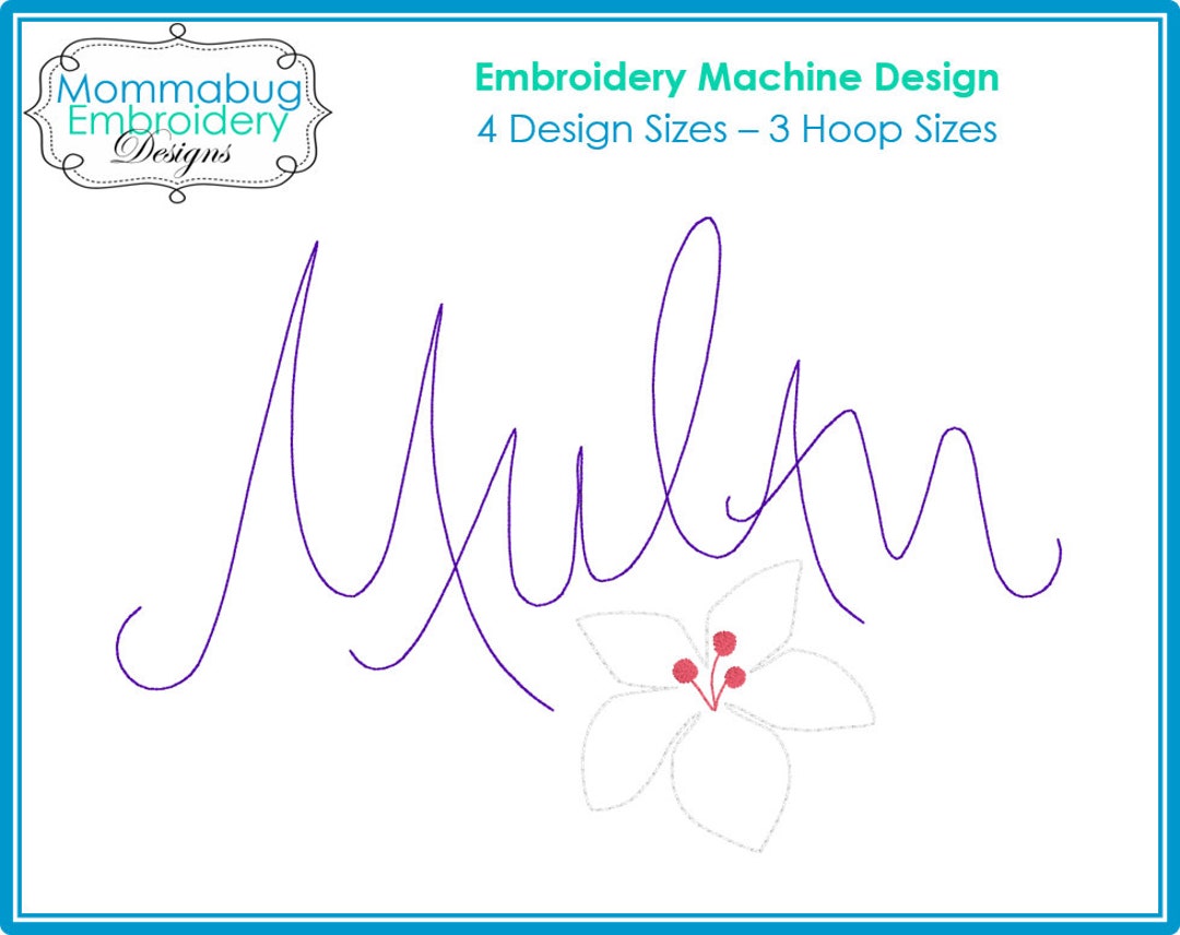 Mulan Signature Autograph DIGITAL Embroidery Machine Design File - Etsy