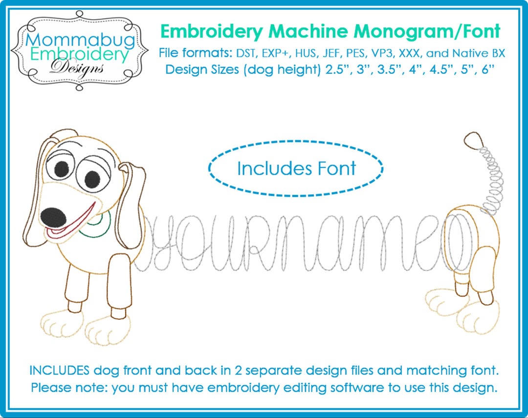 Toy Dog Dachshund Monogram Frame and Embroidery Font Includes BX File ...
