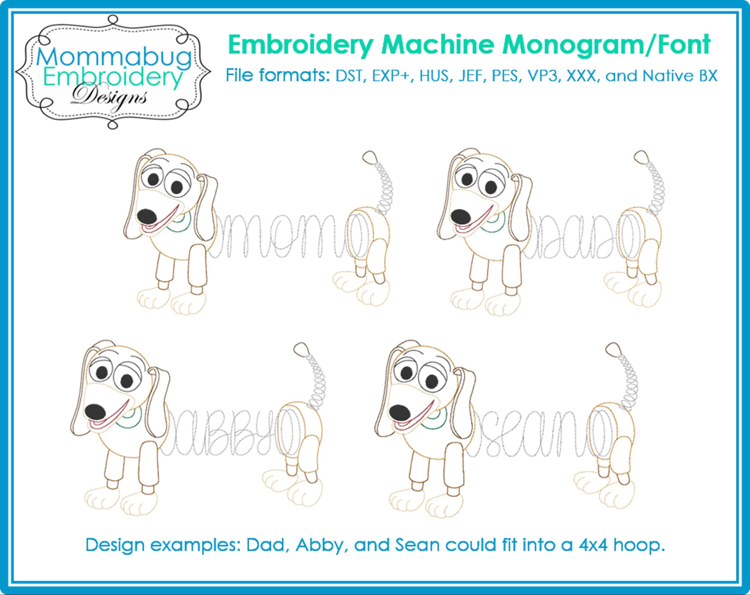 Toy Dog Dachshund Monogram Frame and Embroidery Font Includes BX File ...