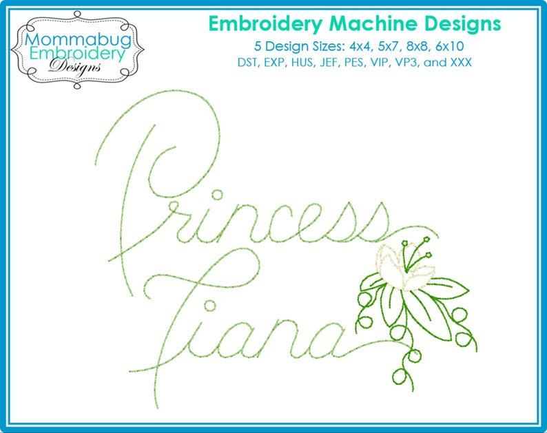 14 Individual Princess Autograph Signatures DIGITAL Embroidery Machine ...