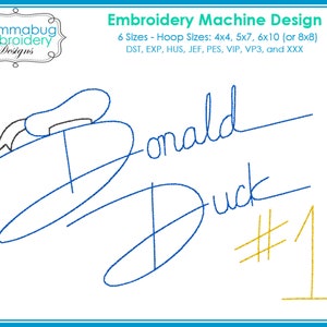 Donald Duck and Daisy Duck Autograph Signatures DIGITAL Embroidery ...