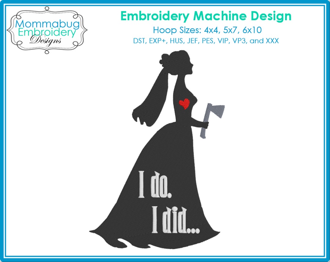Haunted Mansion Bride With Axe DIGITAL Embroidery Machine Design File ...