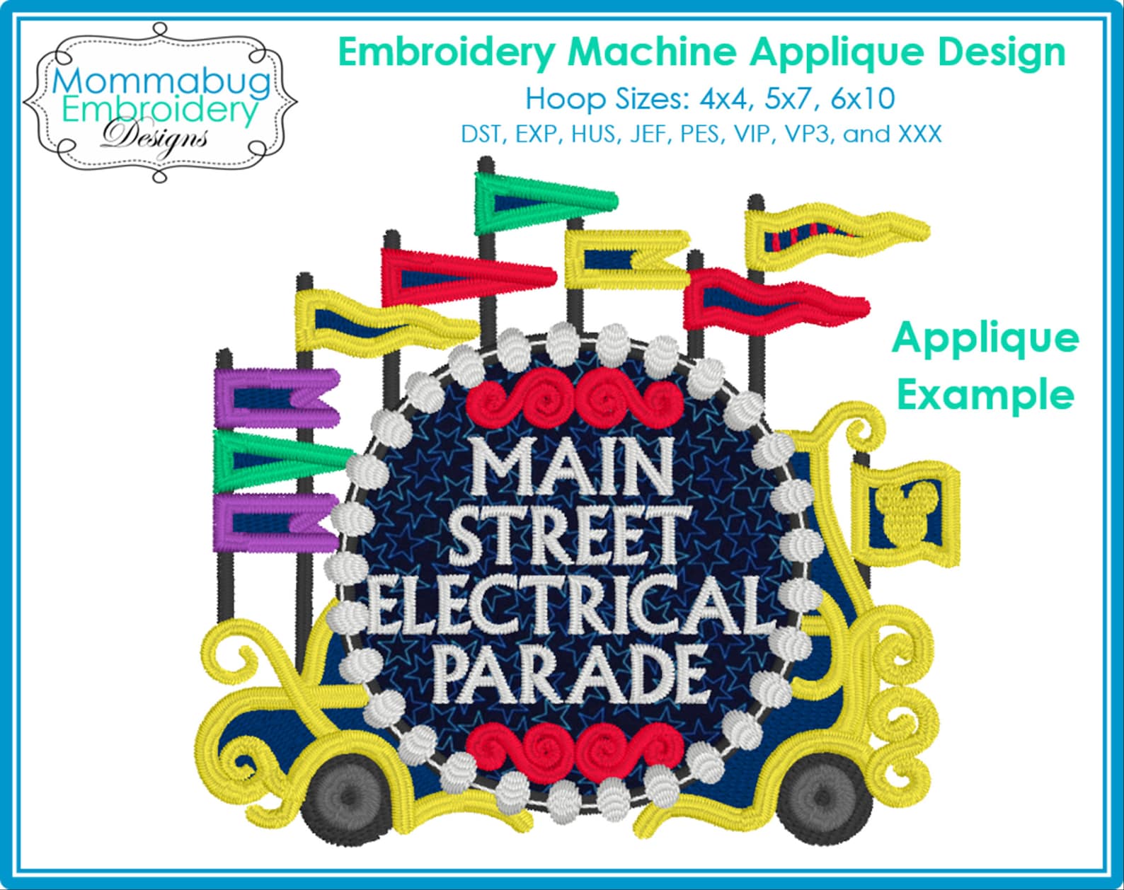 Electrical Parade Front Car Sign DIGITAL Embroidery Machine - Etsy