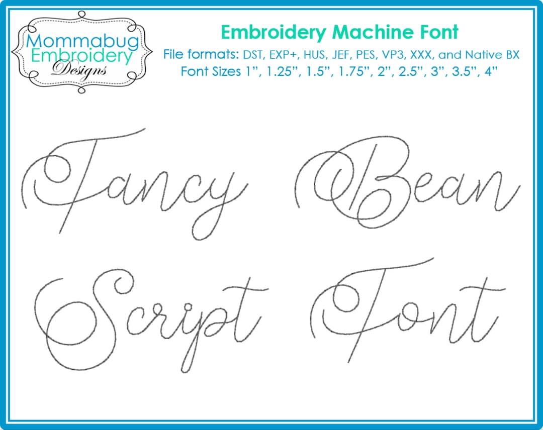 Fancy Bean Stitch Embroidery Font Includes BX File DIGITAL Embroidery ...