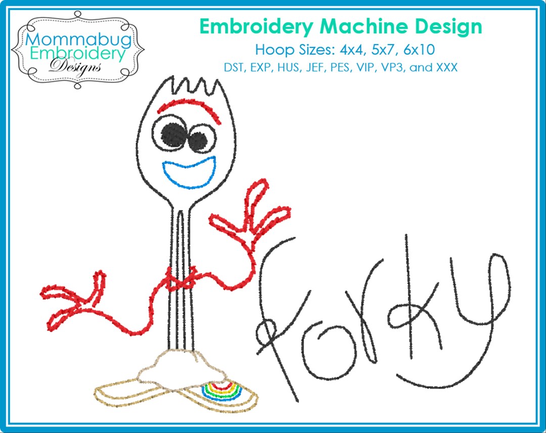Forky Autograph Signature DIGITAL Embroidery Machine Design File - Etsy