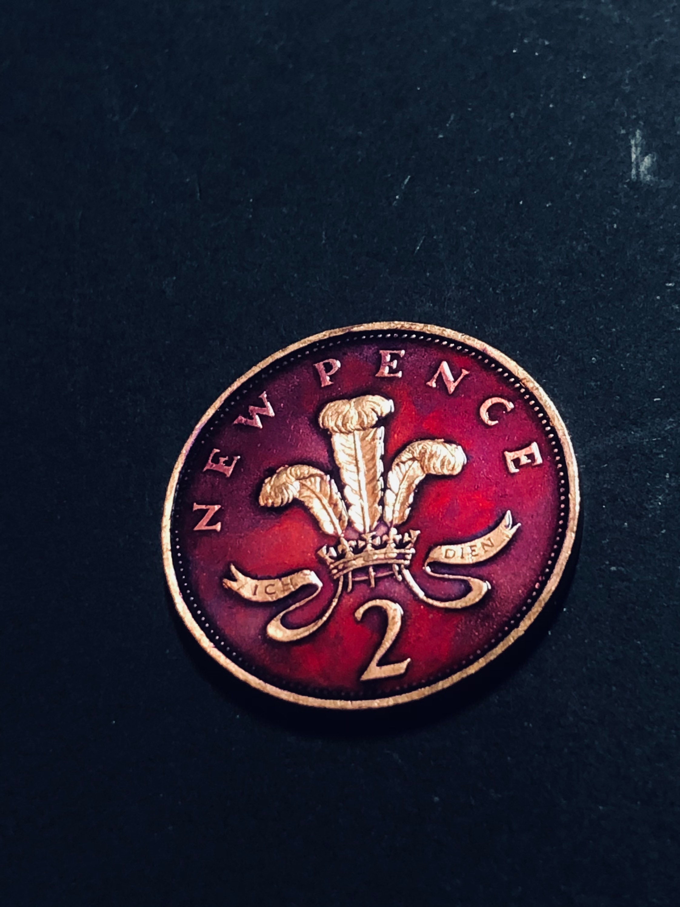 Hand Enamelled British Two New Pence 1977 Multi Tone Purple and Red - Etsy