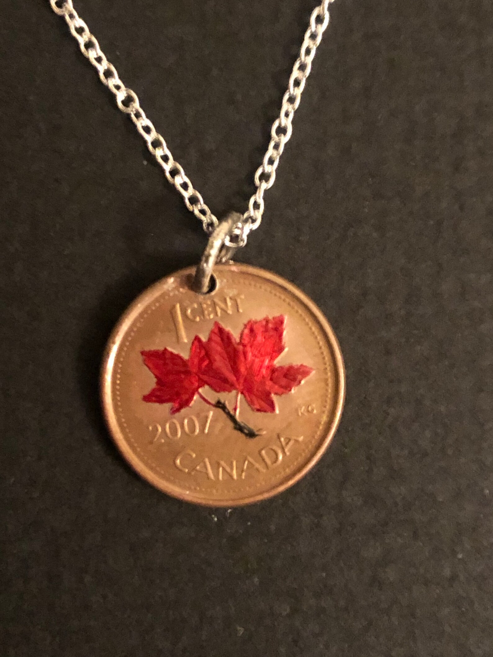 Hand Enamelled Canadian Penny Necklace Artisan Jewelry With Sterling ...