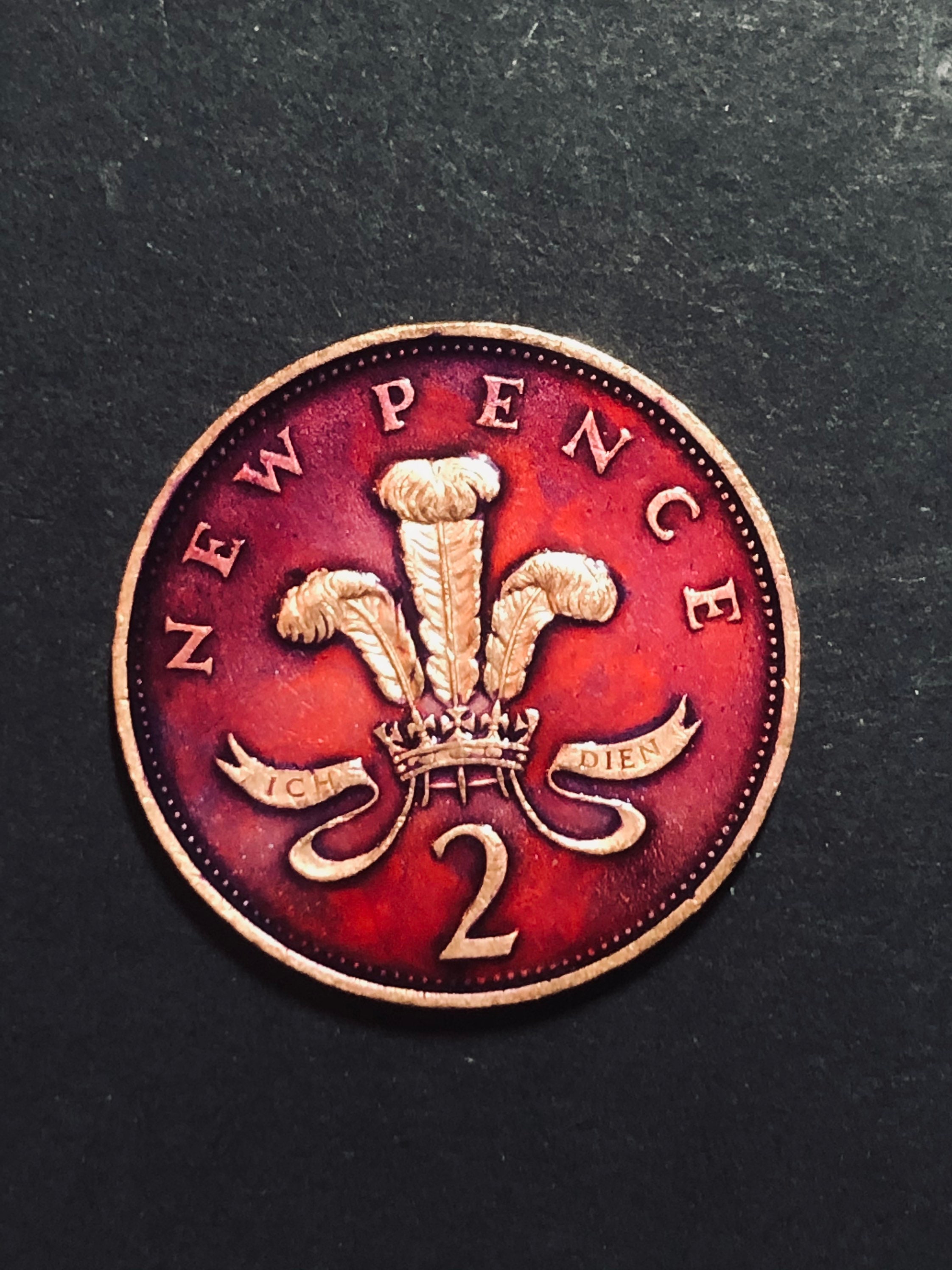 Hand Enamelled British Two New Pence 1977 Multi Tone Purple and Red - Etsy