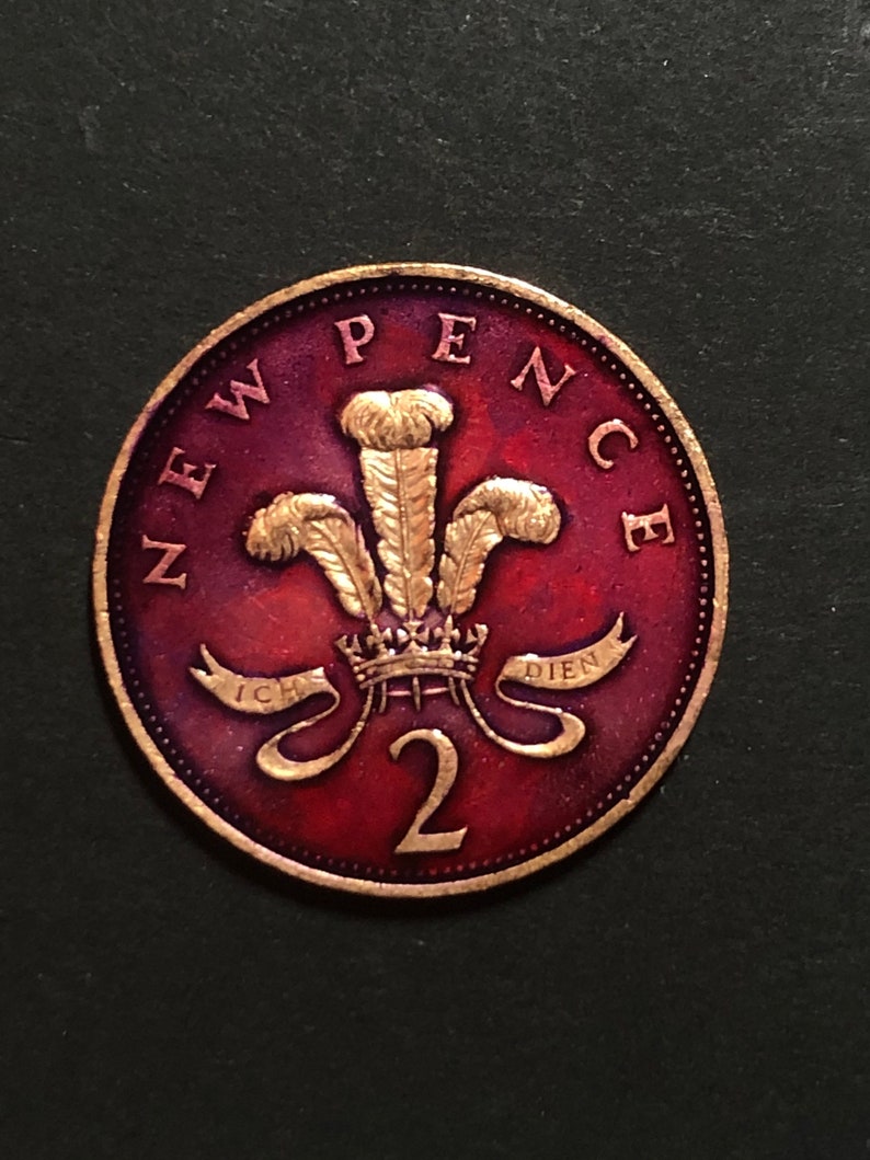 Hand Enamelled British Two New Pence 1977 Multi Tone Purple and Red - Etsy