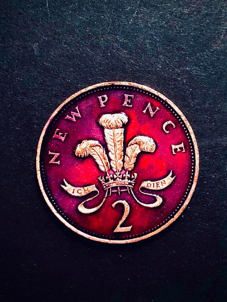 Hand Enamelled British Two New Pence 1977 Multi Tone Purple and Red - Etsy