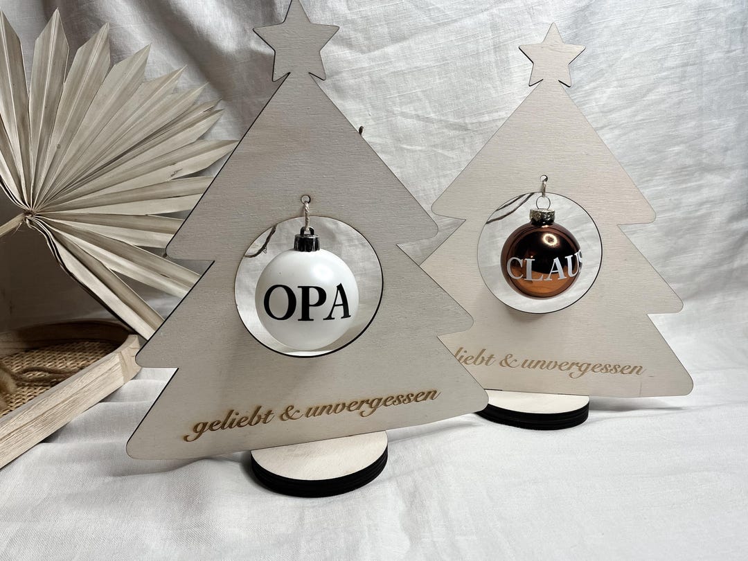 Wooden Christmas Tree With Personalized Bauble, in Memory, Remembrance ...