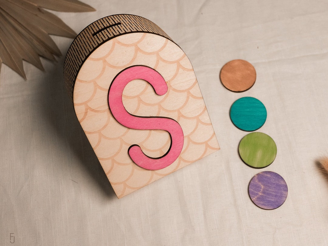 Personalized Wooden Money Box With Letter, Gifts for Kids, Money for ...
