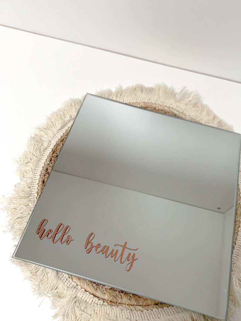 Spiegel mit Spruch 20x20cm Hello Beauty Kosmetik | Etsy