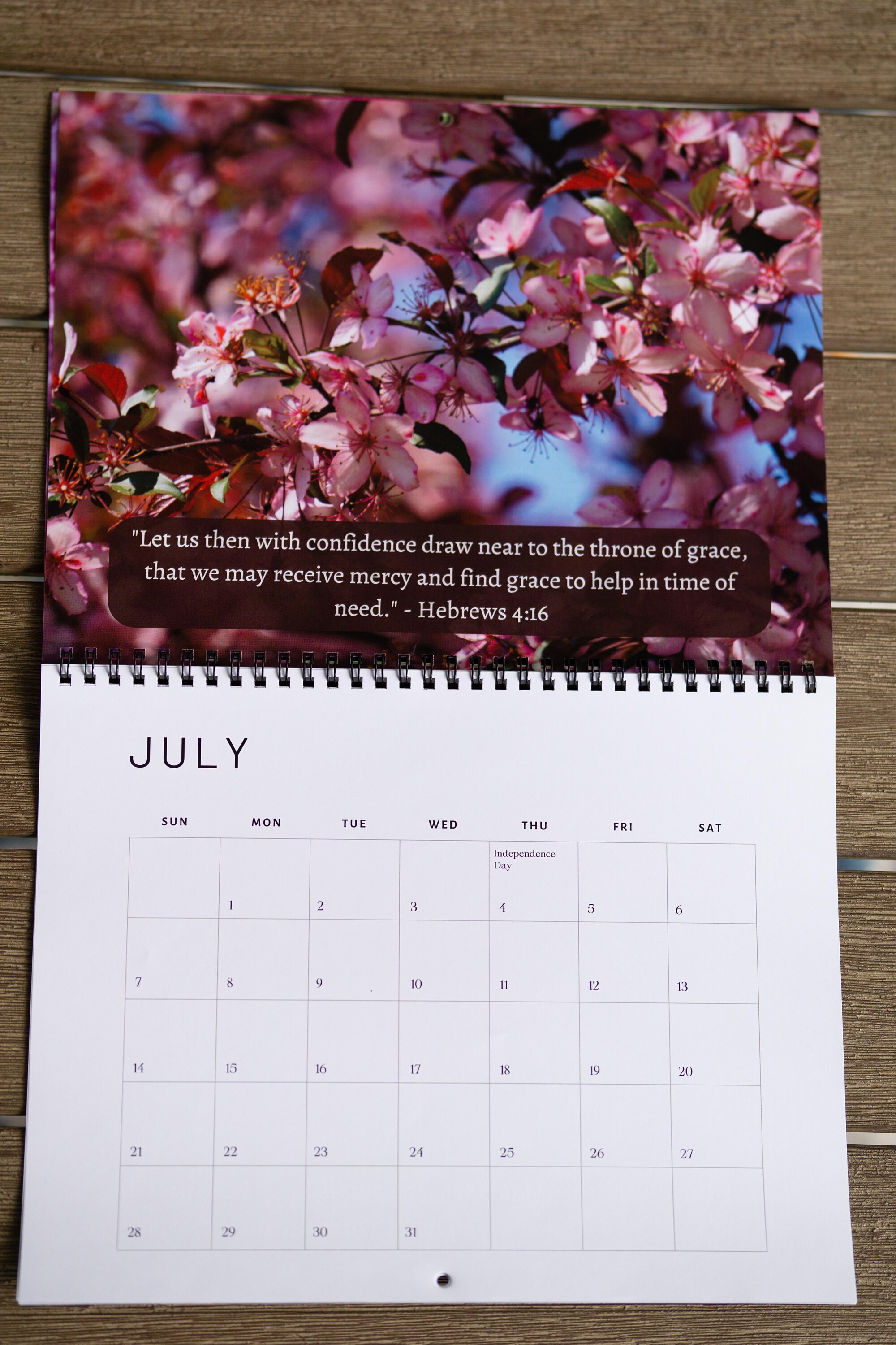 2024 Flower Wall Calendar With Bible Verses 2024 Bible Verse Calendar ...