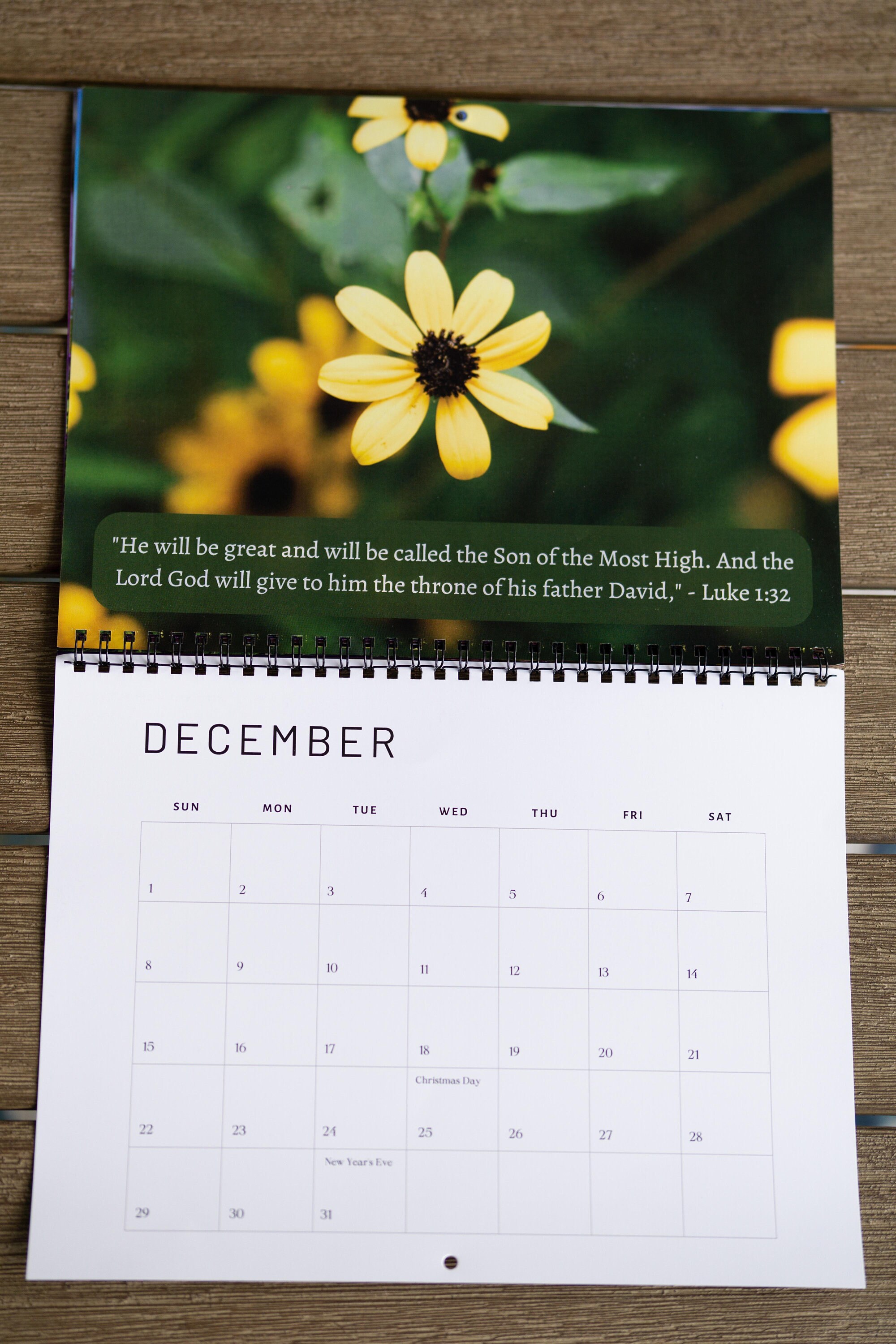 2024 Flower Wall Calendar With Bible Verses 2024 Bible Verse Calendar ...