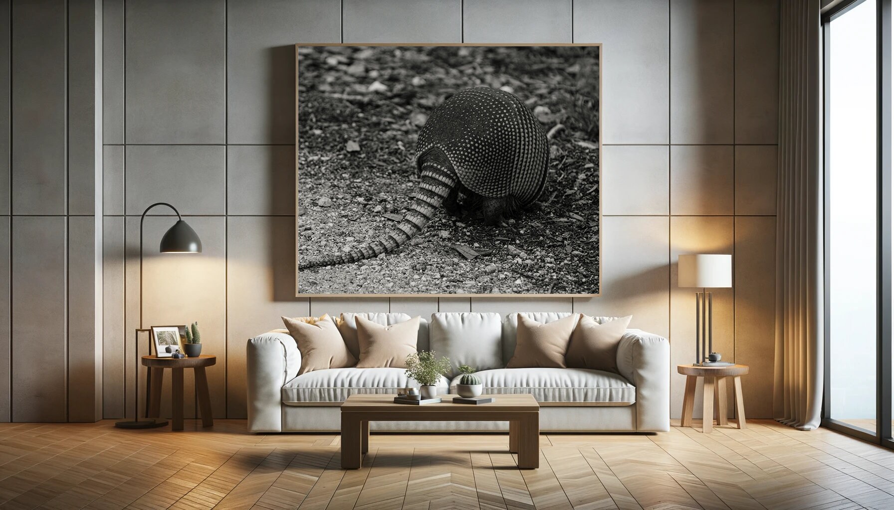 Black and White Armadillo Digging Print | Black and White Armadillo ...