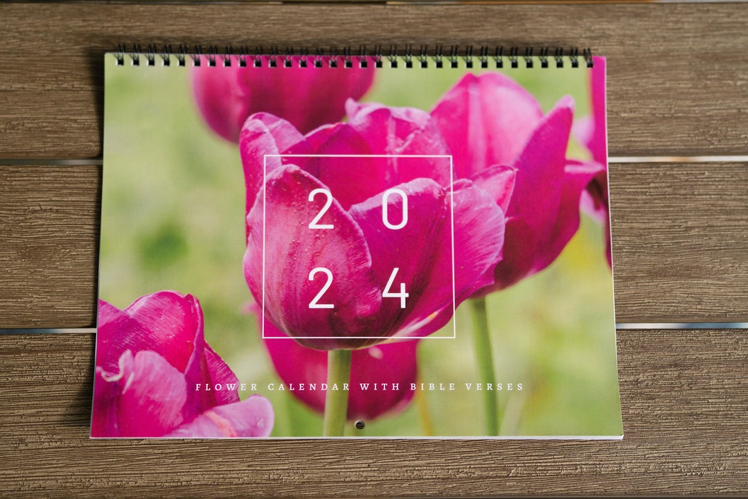 2024 Flower Wall Calendar With Bible Verses 2024 Bible Verse Calendar ...