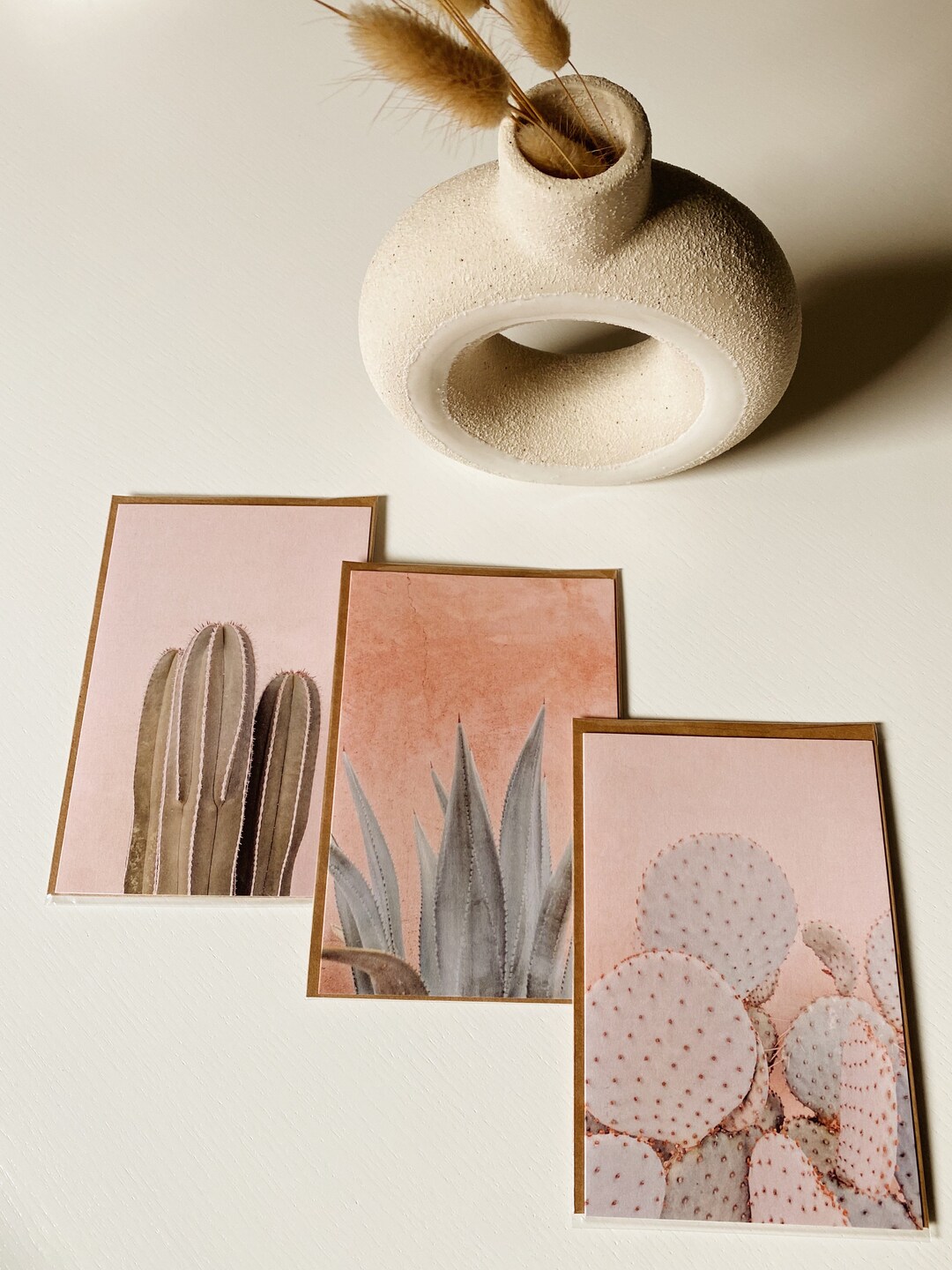 Soft Pink Desert Plant Card Set With Prickly Pear Cactus - Etsy