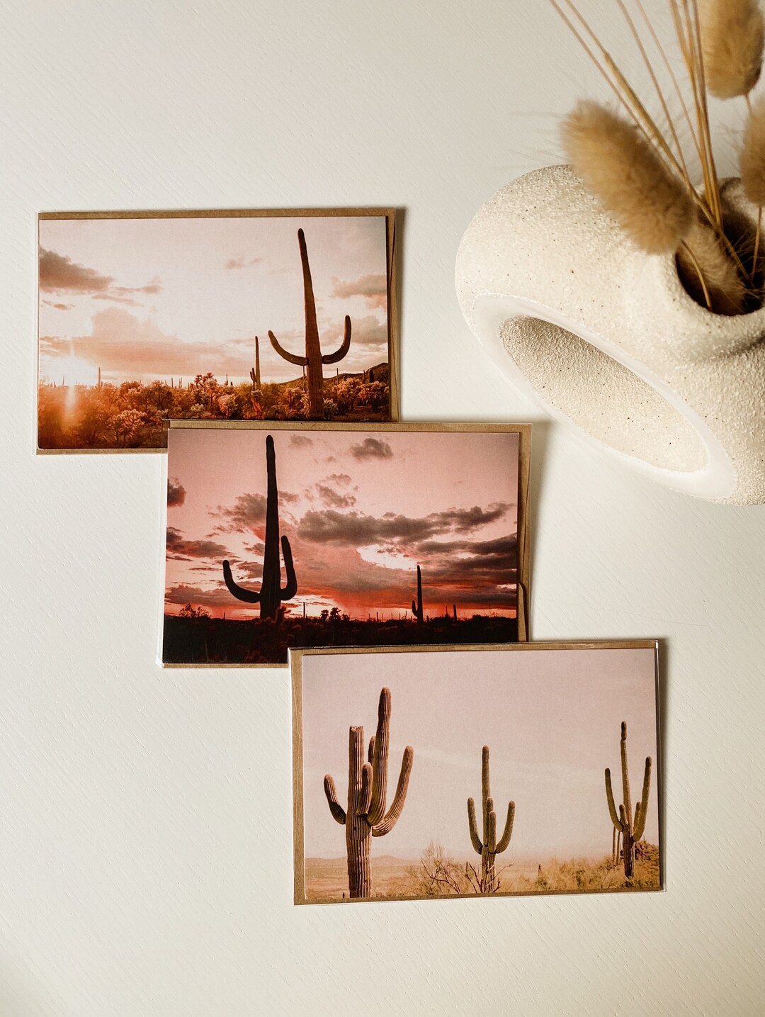 Desert Landscape Soft Pink Card Set With a Tucson Sunset - Etsy