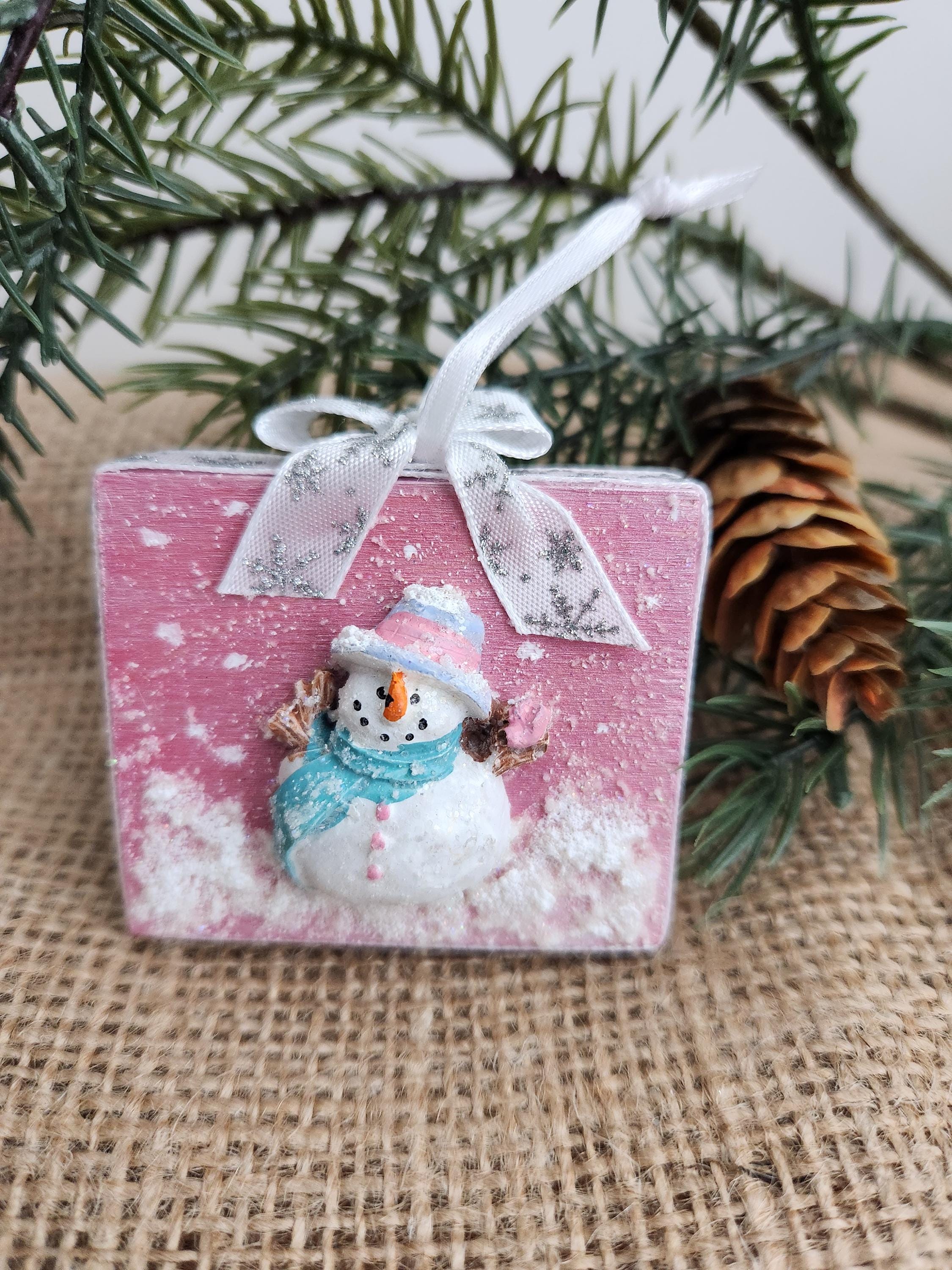 Snowman Ornament, Winter Ornament, Hand Made Ornament, Hand Painted ...