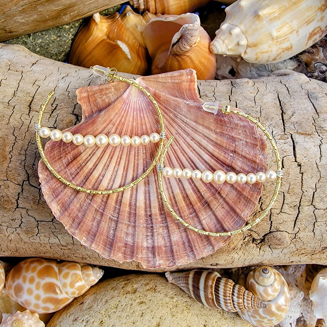 Gold Overlay Sterling Silver Wires With Pearl Earrings - Etsy
