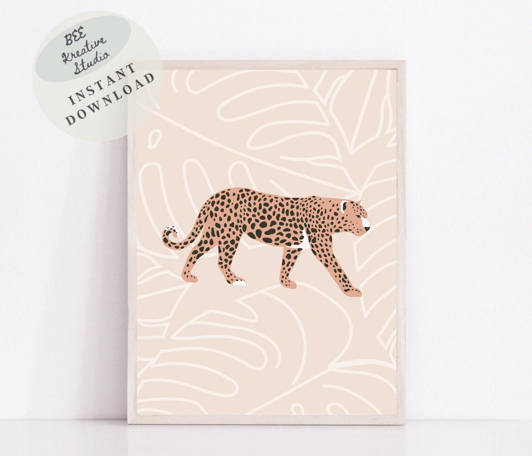 Boho Leopard Big Cat Print Cheetah Feline Wall Art Leopard Print Mid ...
