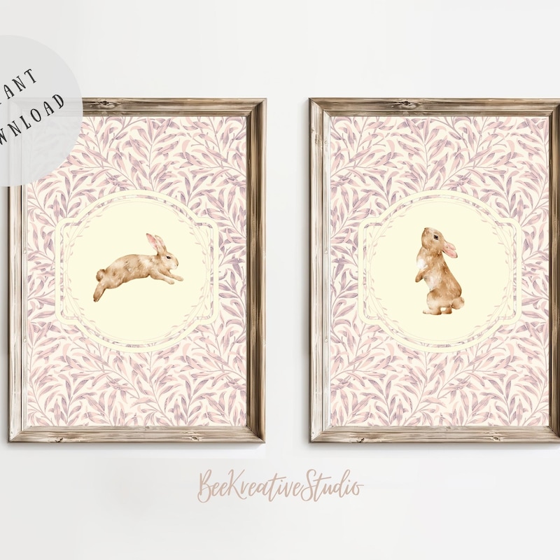 Vintage Bunny Print - Etsy
