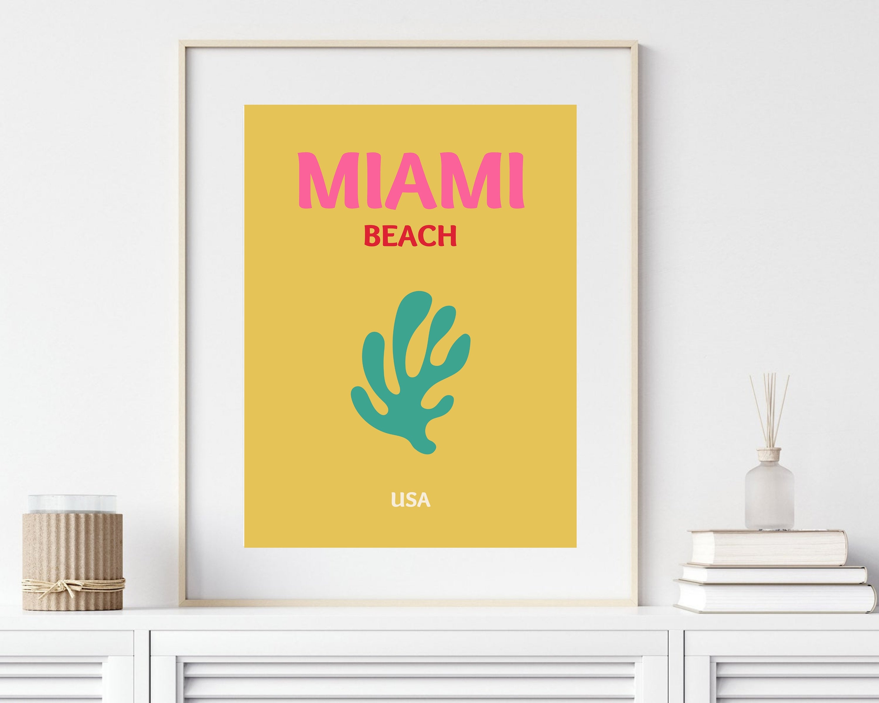 Travel Print Miami Beach Print Miami Wall Art Colorful - Etsy