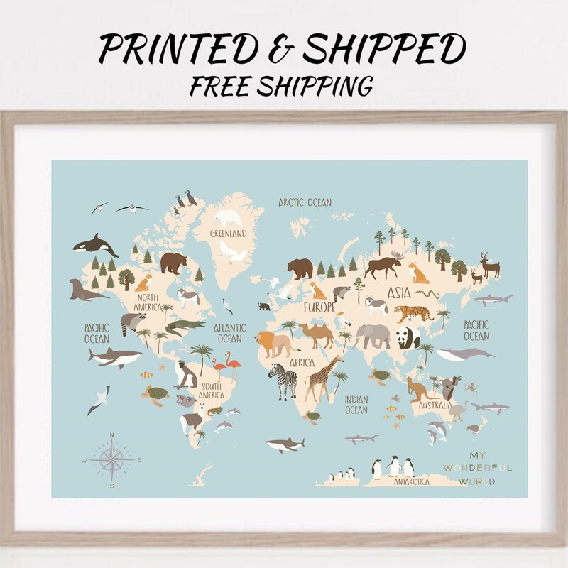 World Map for Kids - Etsy