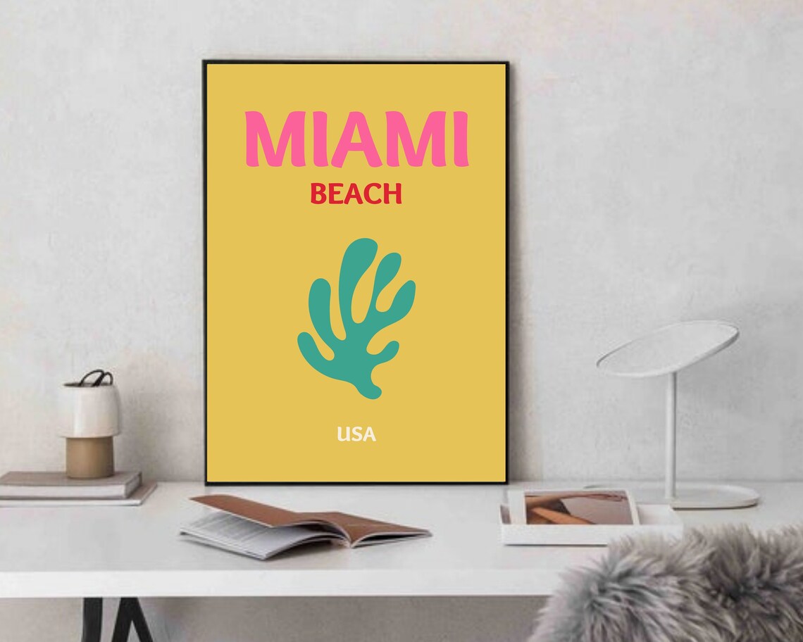 Travel Print Miami Beach Print Miami Wall Art Colorful - Etsy