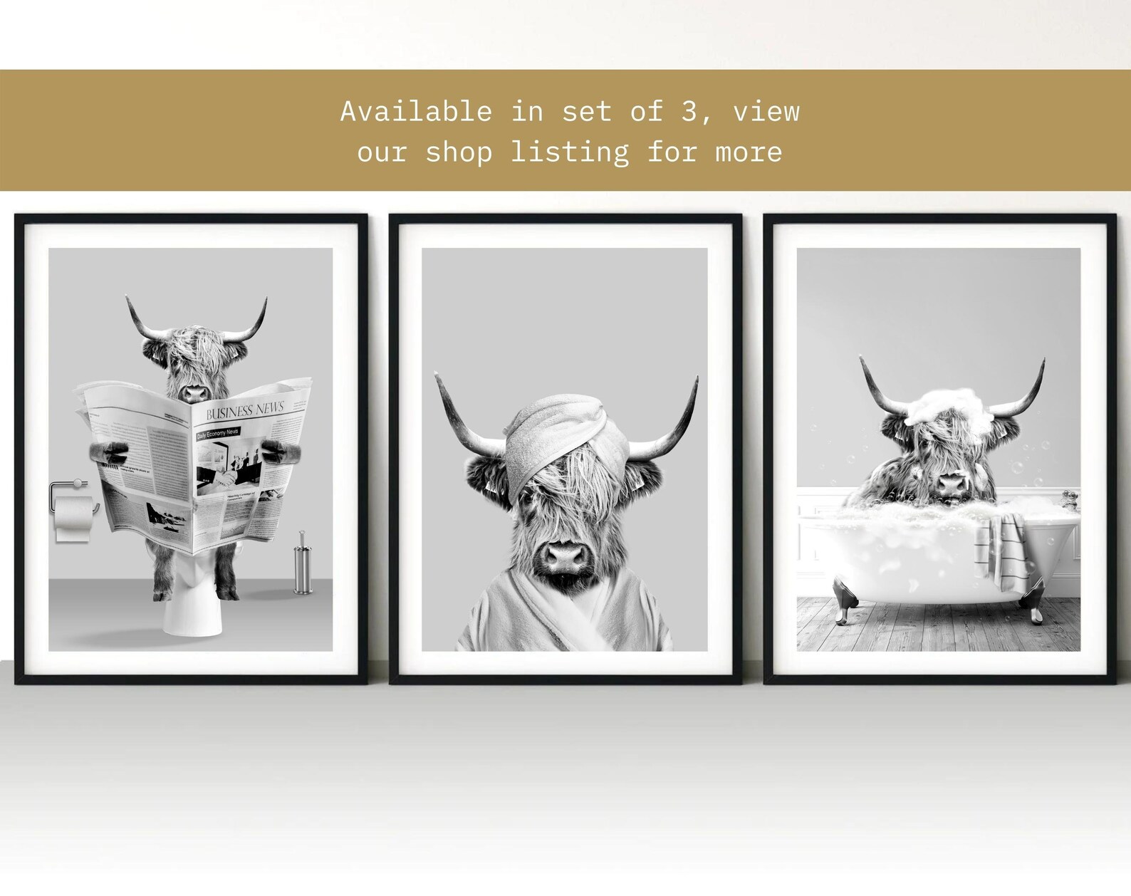 Scottish Highland Cow Spa Bath Print Spa Cow Funny Bathroom - Etsy