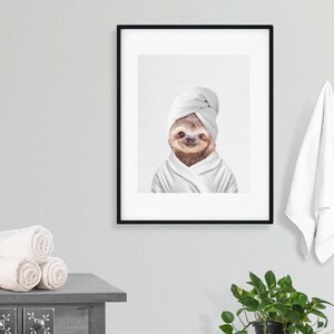 Sloth Bathroom Art Print Set of 3 Sloth Wall Art Funny Animal Bathroom ...