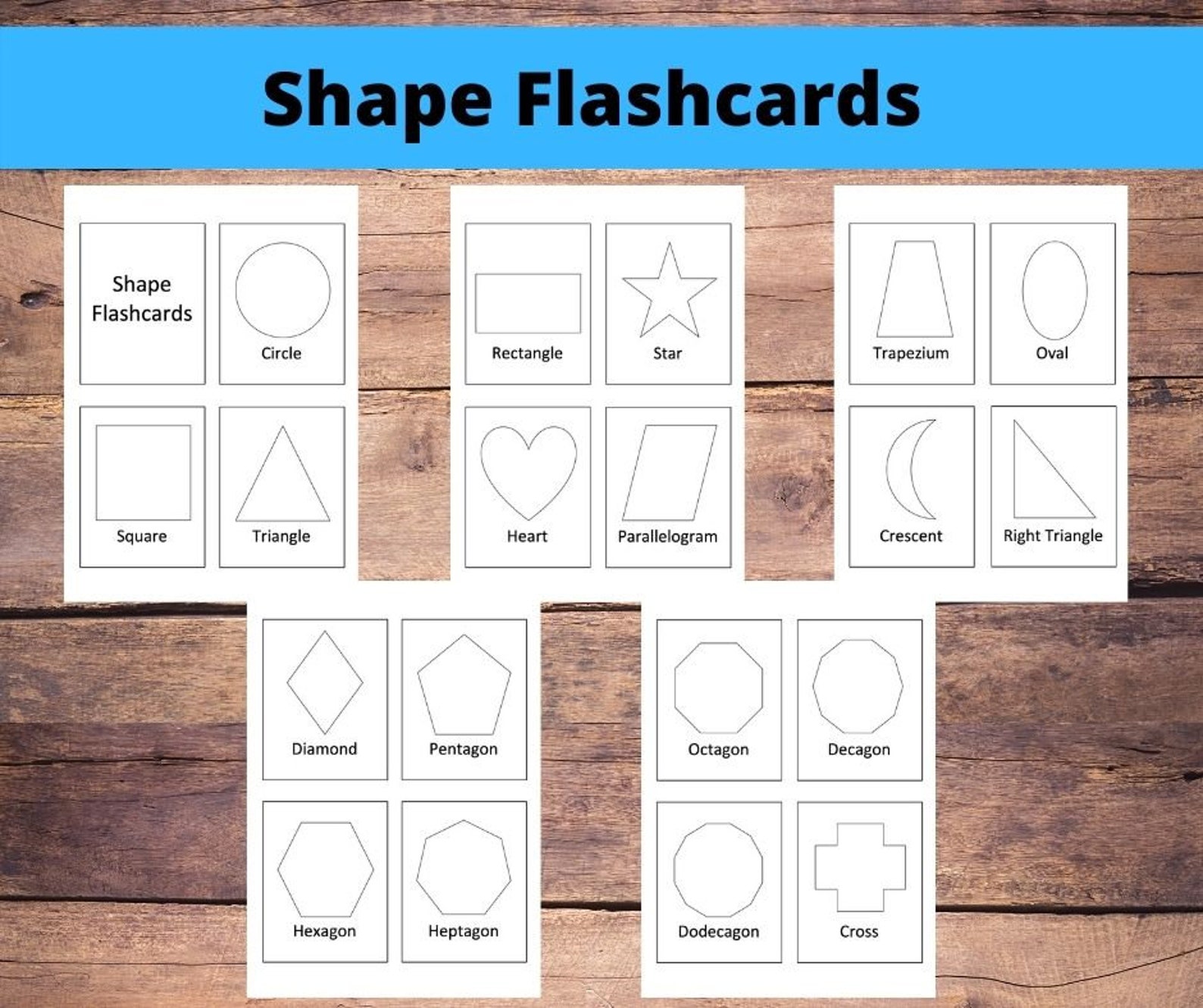 2D Shape Flashcards Printable Shape Flashcards Preschool - Etsy
